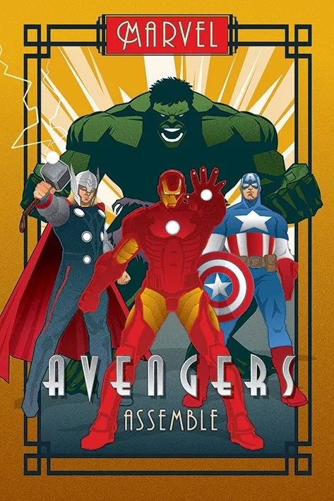 Plakát, Obraz - Marvel Deco - Avengers, (61 x 91.5 cm)