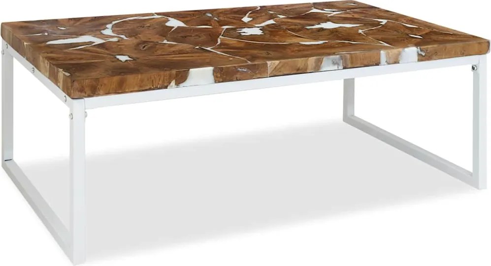 Konferenční stolek teak a pryskyřice 110 x 60 x 40 cm 244553