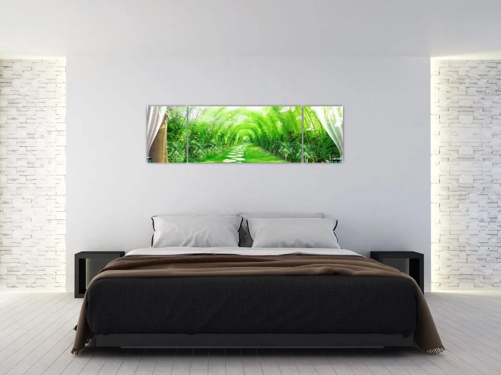 Obraz - Výhled na tropickou zahradu (170x50 cm)