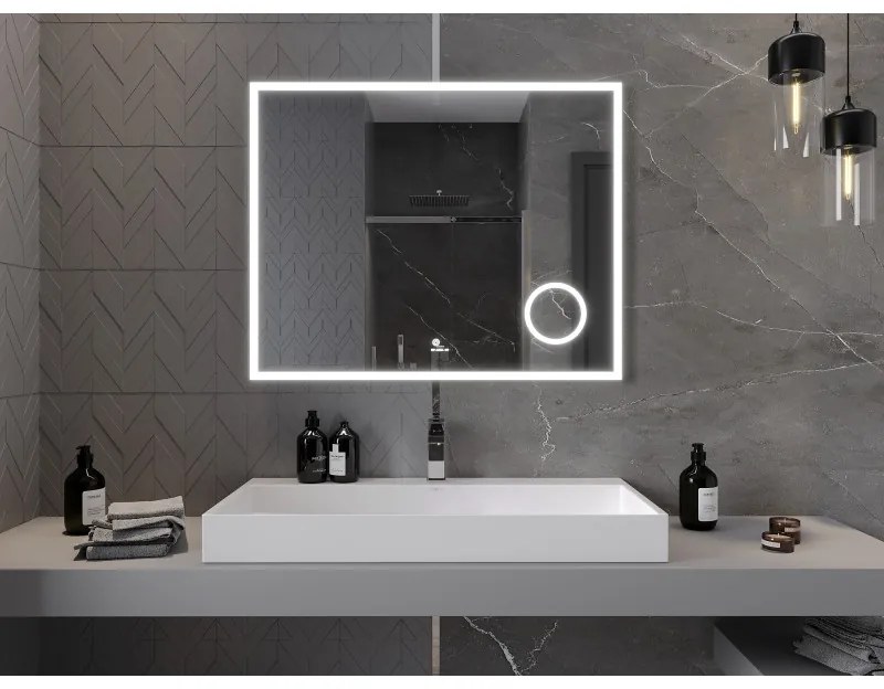 Mexen Kala, LED koupelnové zrcadlo s podsvícením a kosmetickým zrcadlem 100 x 80 cm, 6000K, ochrana proti zamlžování, 9820-100-080-611-00