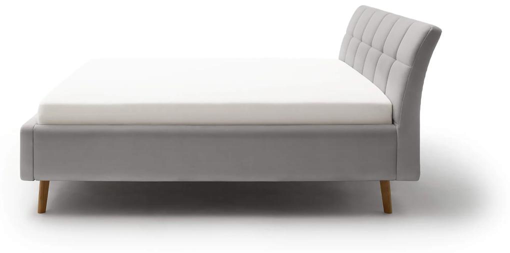 Čalouněná postel s prošívaným čelem lemina s úložným prostorem 160 x 200 cm světle šedá MUZZA