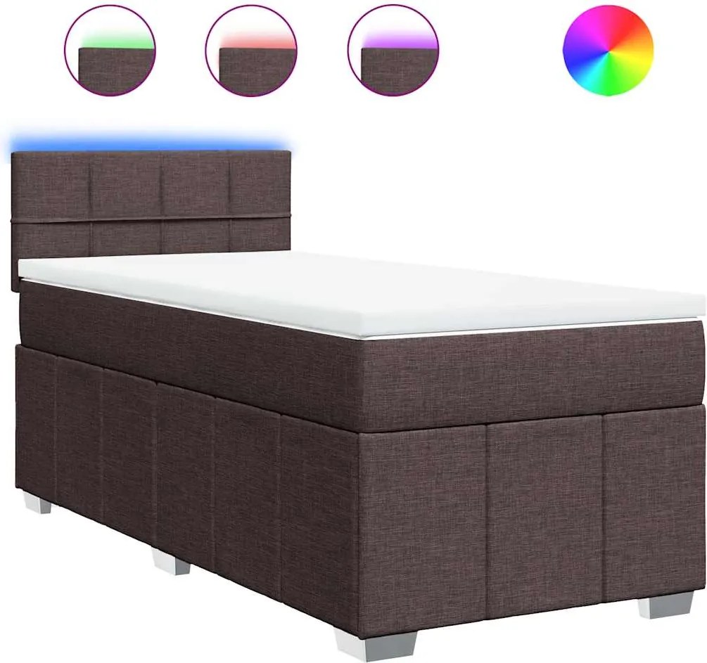 Box spring postel s matrací tmavě hnědá 90x200 cm textil 3289254
