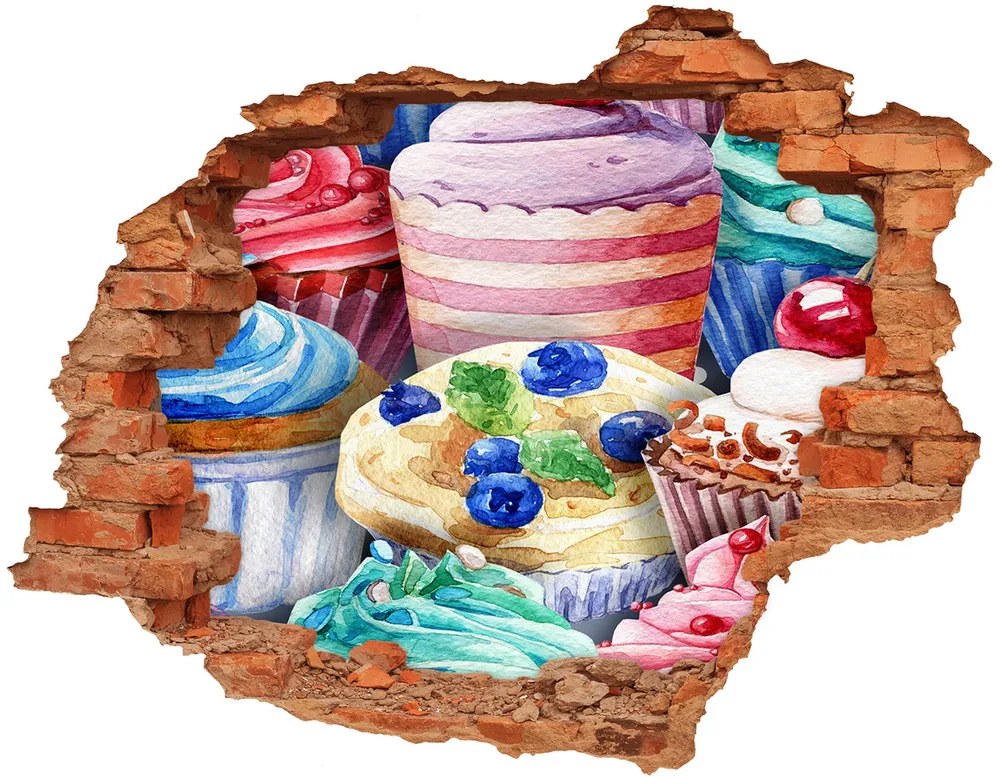 Wallmuralia Samolepící nálepka na zeď Barevné zákusky 90x70 cm