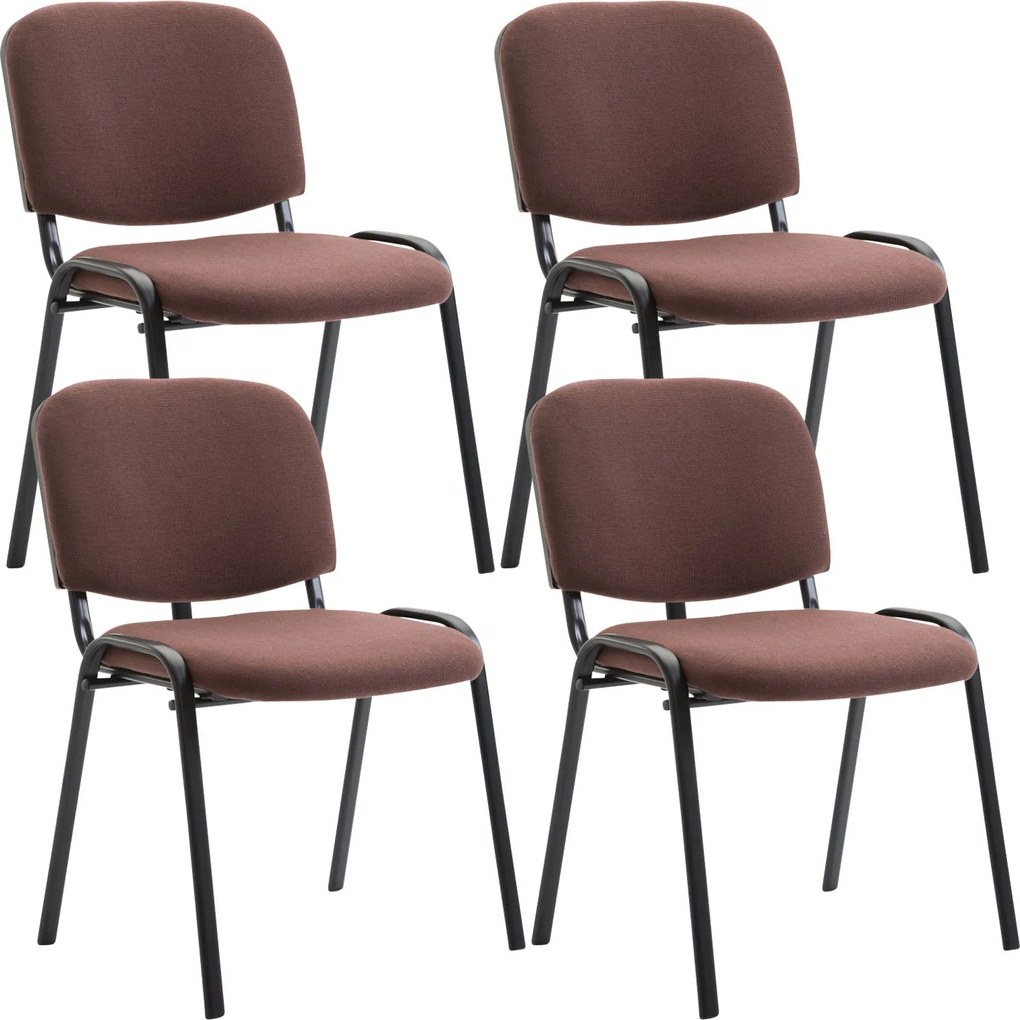 Sada 4 konferenčních židlí Ken látka – hnědá