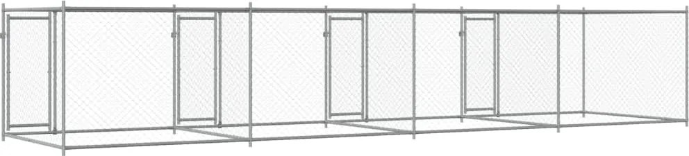 Klec pro psy s dvířky šedá 8 x 2 x 1,5 m pozinkovaná ocel 3209575