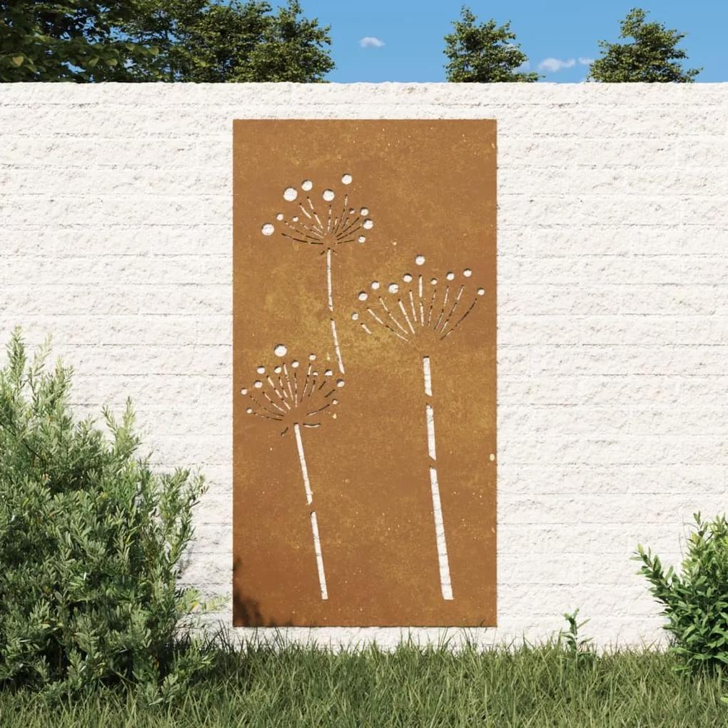 vidaXL Zahradní nástěnná dekorace 105 x 55 cm cortenová ocel Květina [824486]