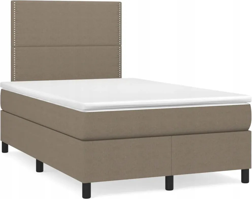 Box Spring Postel S Matrací Textil Taupe Hladké s hřebíky 120 x 190 cm