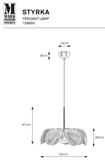Markslöjd 108660 - Lustr na lanku STYRKA 1xE27/40W/230V pr. 63 cm černá