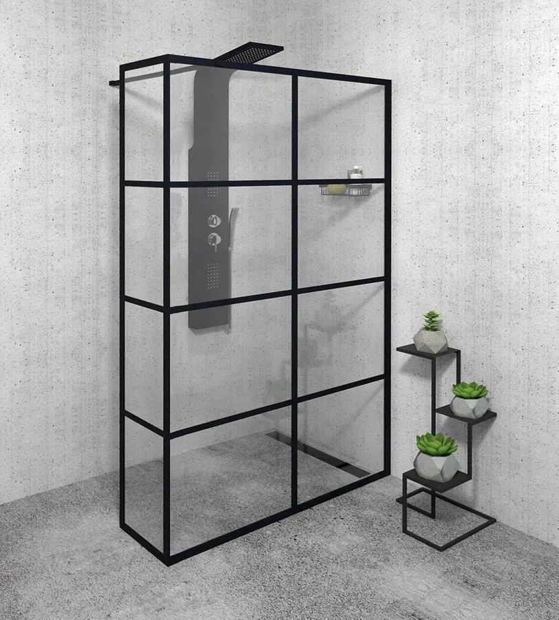 Gelco, CURE BLACK sprchová zástěna 1000 mm, čiré sklo, CB100