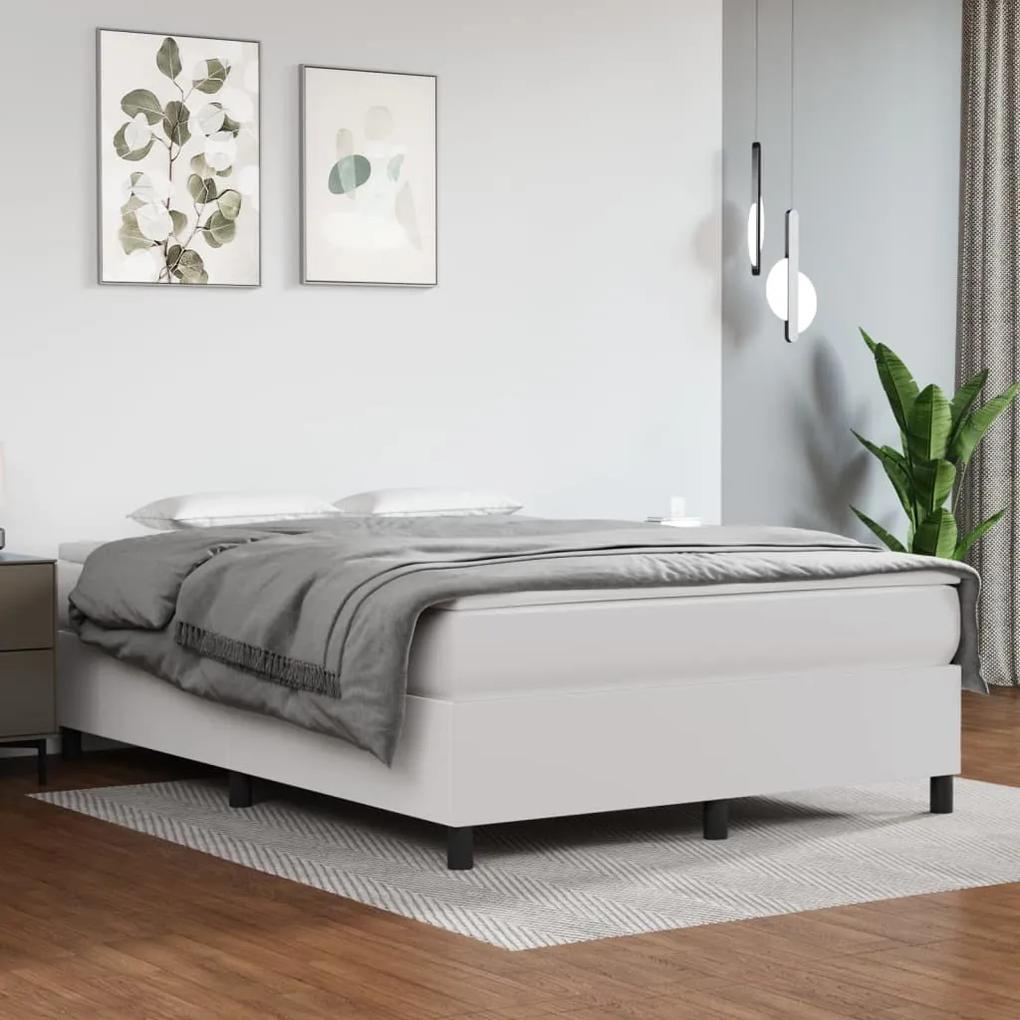Box spring postel s matrací bílá 140x200 cm umělá kůže - Default Title