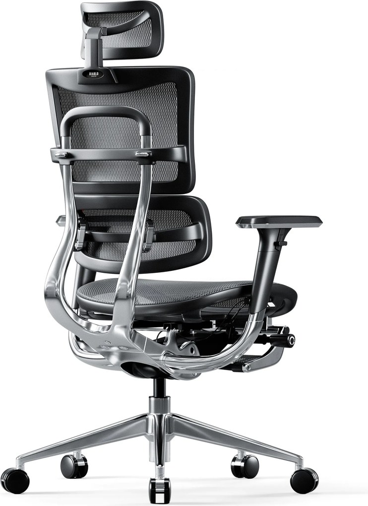 Ergonomická kancelářská židle s podnožkou Normal Size, černý-šedý: Diablo V-Master