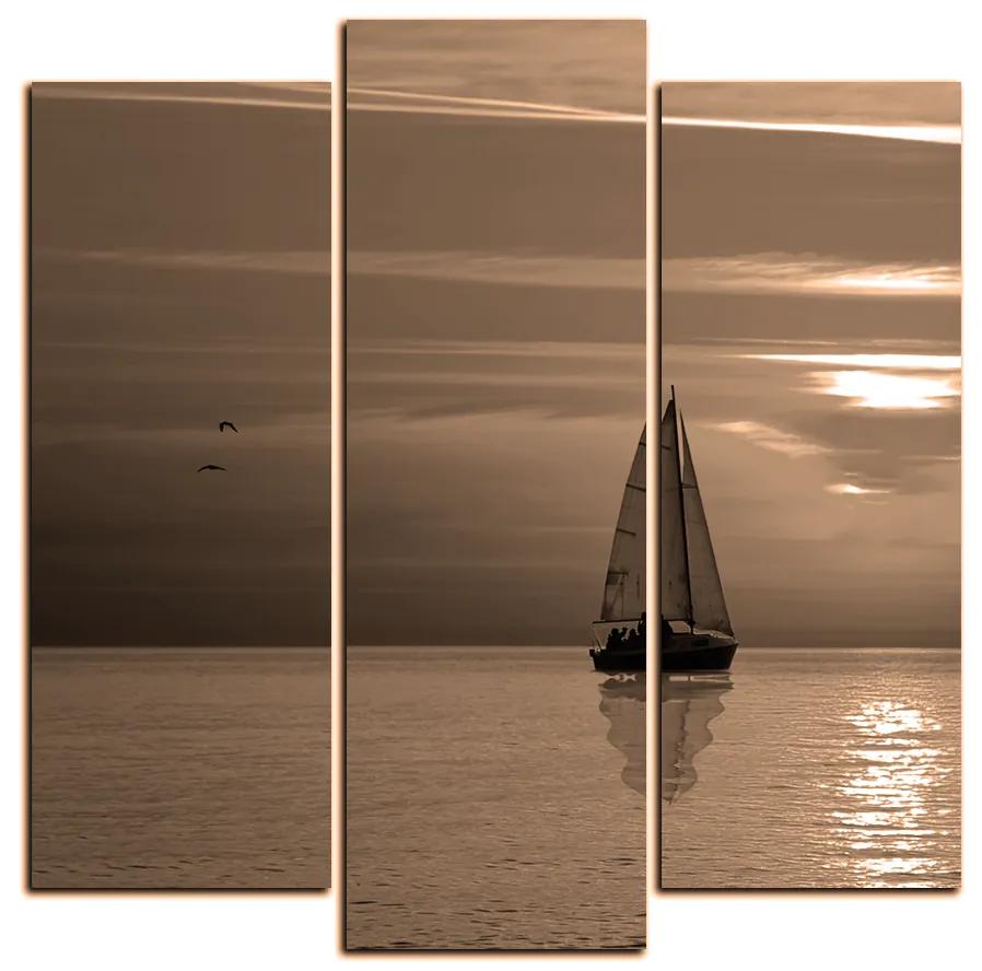 Obraz na plátně - Loď při západu slunce - čtverec 3247FC (105x105 cm)