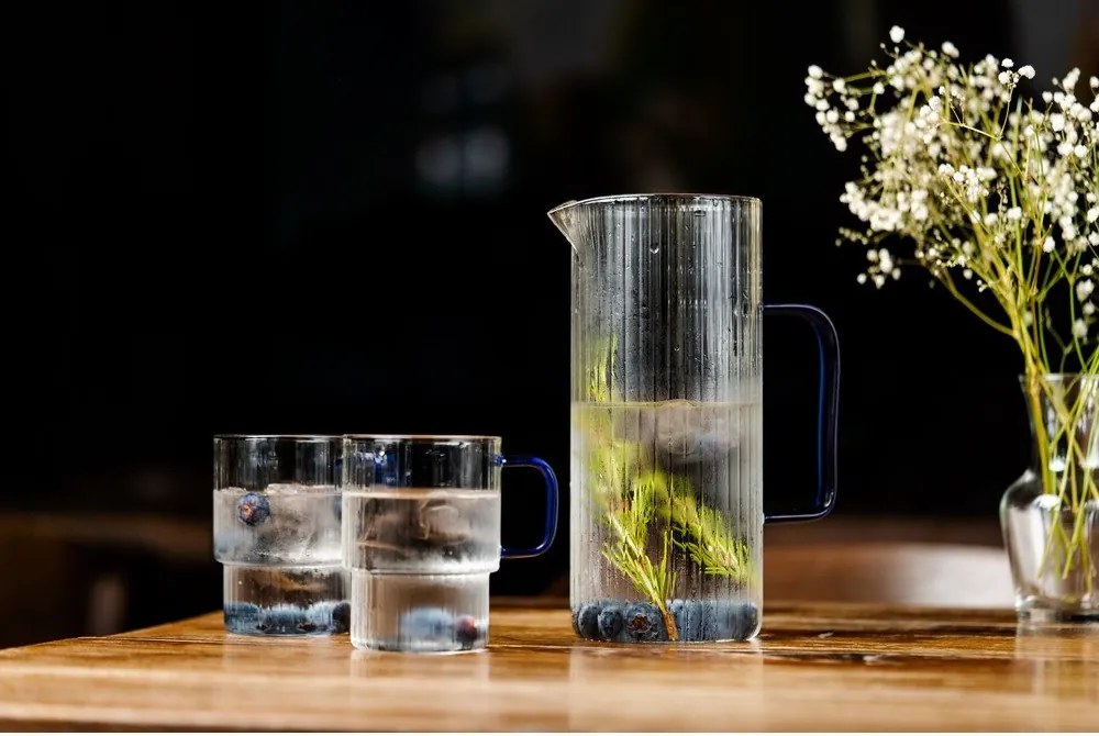 Modré skleněné hrnky v sadě 2 ks na cappuccino 350 ml Livio – Vialli Design