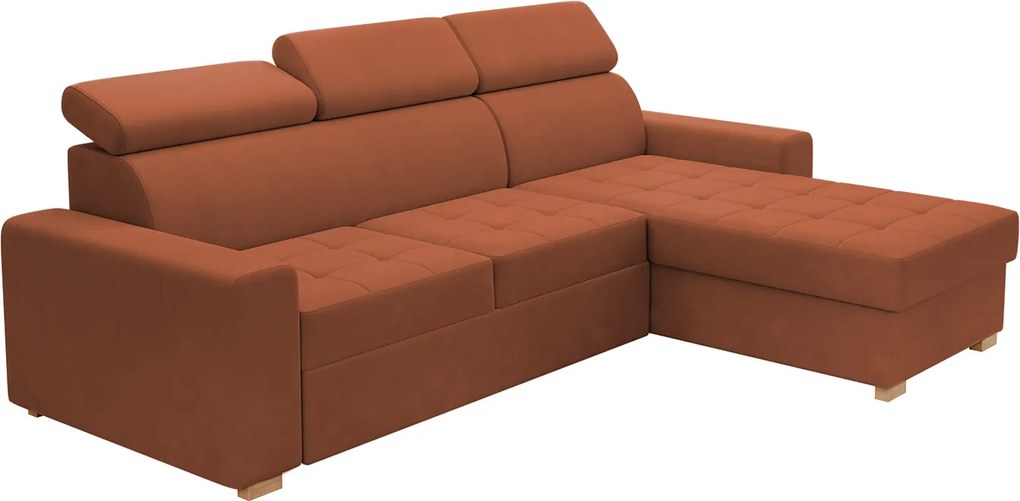 Rohová rozkládací sedací souprava do L MONSUM, 245 cm, s úložným prostorem Roh pohovky: Pravý roh, Barva látky: Béžová (Kronos 35)