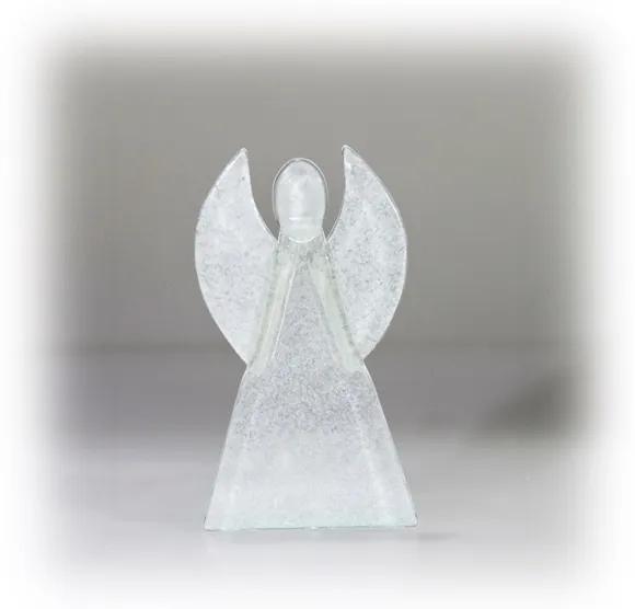 BDK-GLASS Skleněný svícen anděl 12cm - bílý