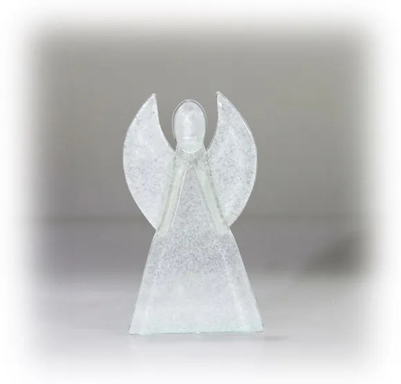 BDK-GLASS Skleněný svícen anděl 12cm - bílý