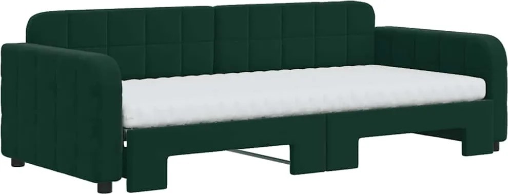 Válenda s přistýlkou a matracemi tmavě zelená 90 x 200 cm samet 3196955