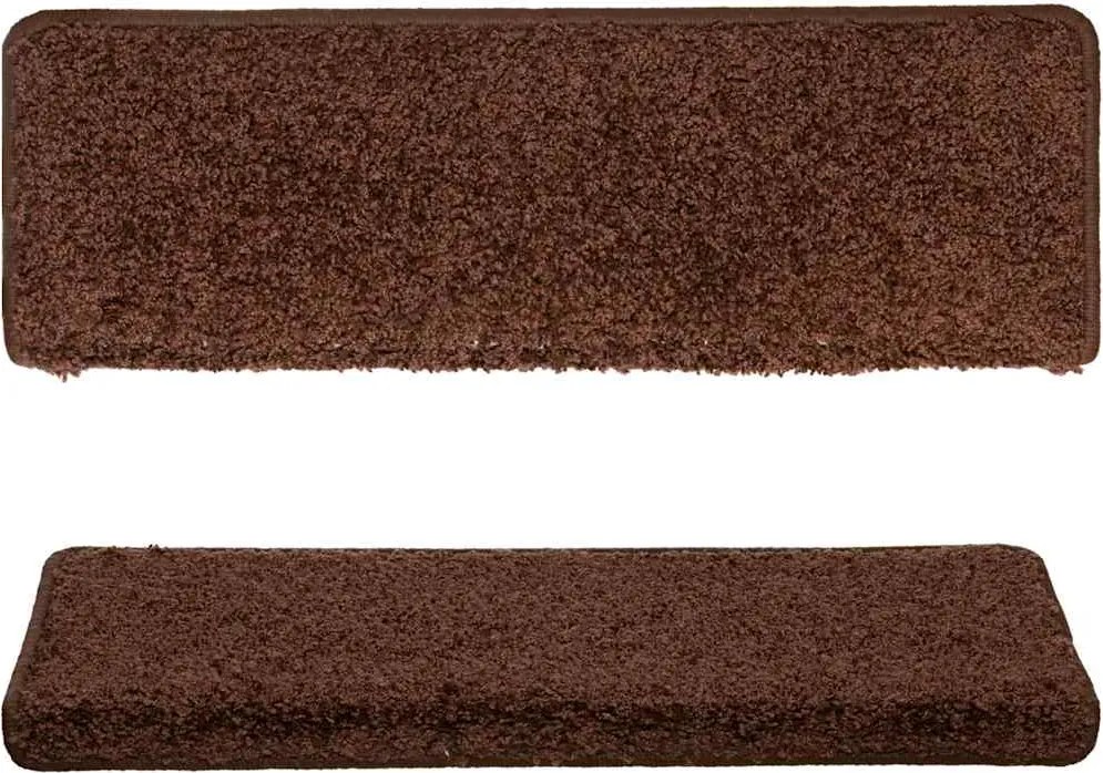 Schodové rohože 15 ks 65 x 21 x 4 cm hnědé s obdélníkovým okrajem 134578