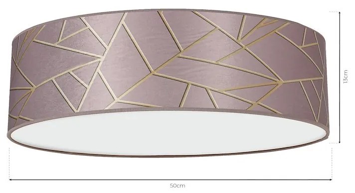 Stropní svítidlo Ziggy Round, 1x růžové/zlaté textilní stínítko, (bílé plexisklo), (fi 50 cm)