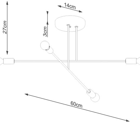 Sollux SL.1451 - Lustr na tyči NORAH 4xE27/15W/230V černá