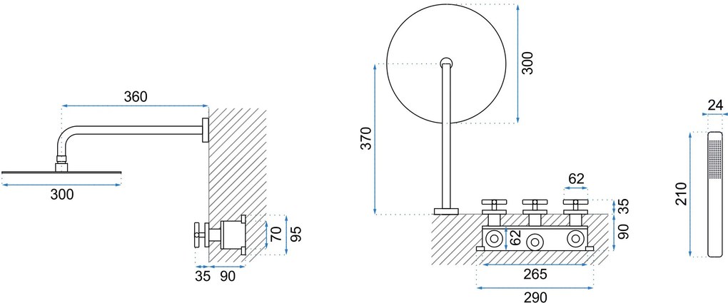 Sprchový komplet REA EXIT s podomítkovou baterií, černý