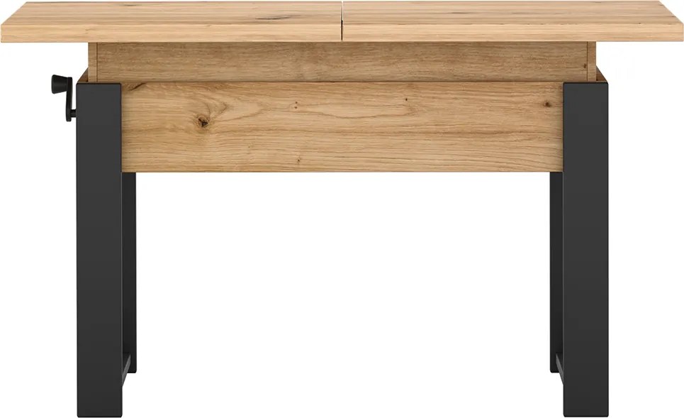 Rozkládací polohovací konferenční stolek HOGO 3v1 | 120-157x62,5-74,5x67 cm | síla horní desky 32 mm | dub artisan/černé nohy