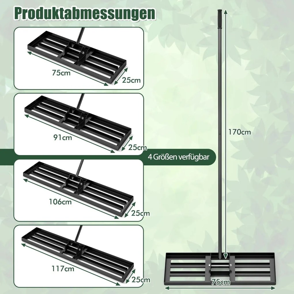 Costway Kovové hrábě na vyrovnávání trávníku s ergonomickou rukojetí pro hrábě