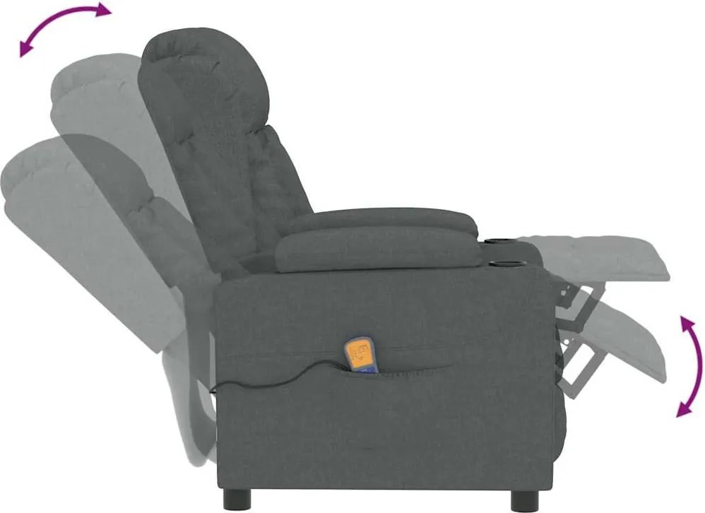 Masážní křeslo tmavě šedé textil 339059