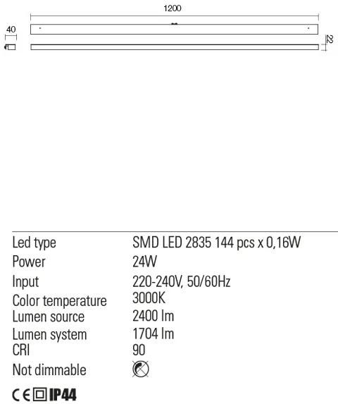 Redo Nástěnná LED lampa Ermes, d: 120cm Chromatičnost: 3000K