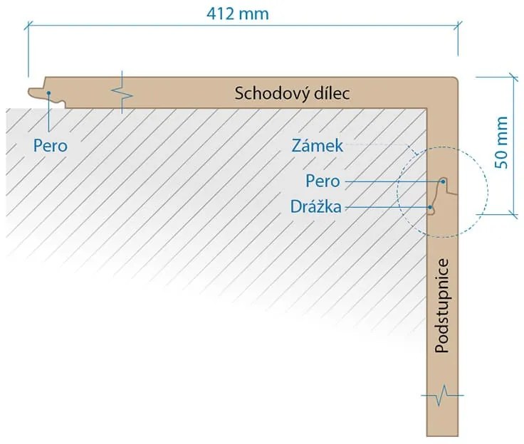 Vinylový schod Vinylové schody Brased Easyline Step 1BP - 8203 Dub original