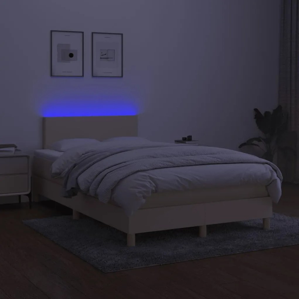 Box spring postel s matrací a LED krémová 120x190 cm textil 3270079