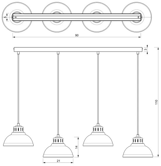 Lustr na lanku SVEN 4xE27/15W/230V béžová