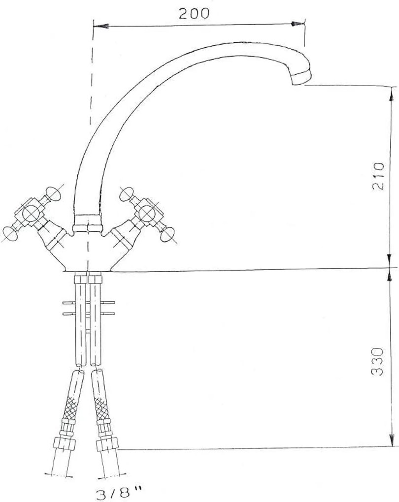 Sapho Reitano Rubinetteria, ANTEA stojánková dřezová baterie s vysokou hubicí, výška 265mm, bronz, 3116
