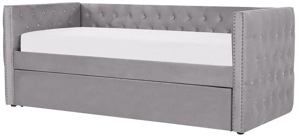 Rozkládací postel 90 cm GENSA (šedá) (s roštem). 1023089