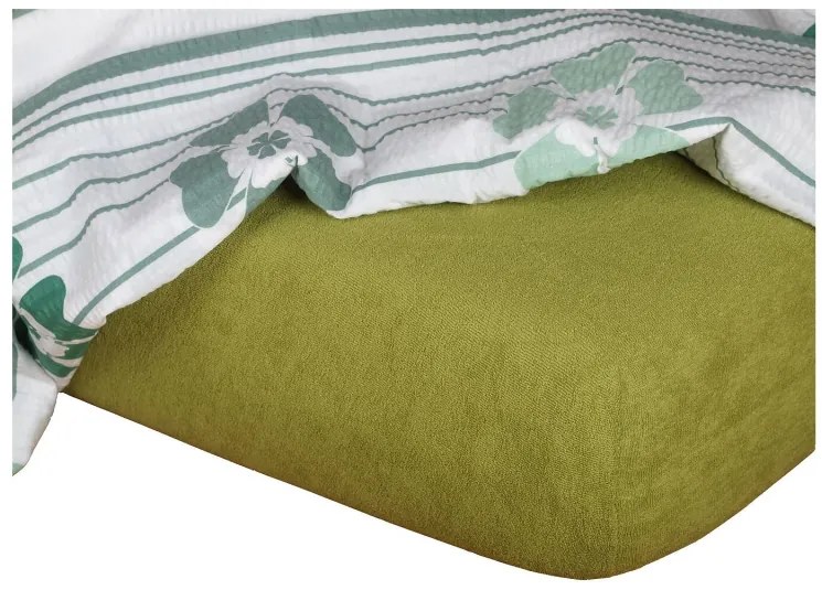 DADKA Froté prostěradlo olivové Rozměr 100x200x20
