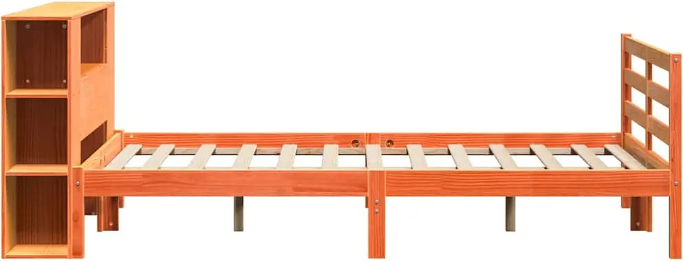 Postel s knihovnou bez matrace 150 x 200 cm masivní borovice 3321867