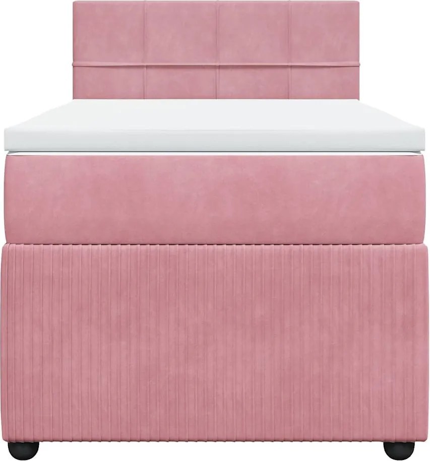 Box spring postel s matrací růžová 100x200 cm samet 3289967