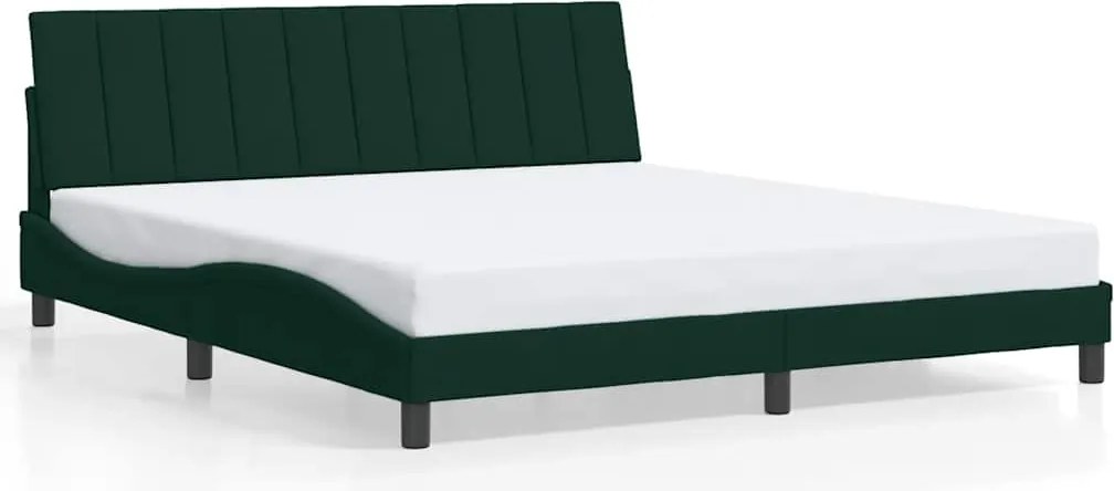 Rám postele s LED osvětlením bez matrace Hanko tmavě zelený 180 x 200 cm samet 3213796
