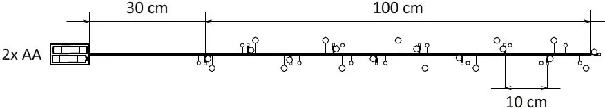 LED světelný řetěz na baterie, krystalky, teple bílá, 10 diod, 1,3 m