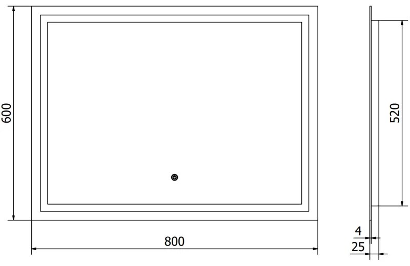 Mexen Miko, LED koupelnové zrcadlo s podsvícením 100 x 80 cm, 6000K, ochrana proti zamlžování, 9819-100-080-611-00