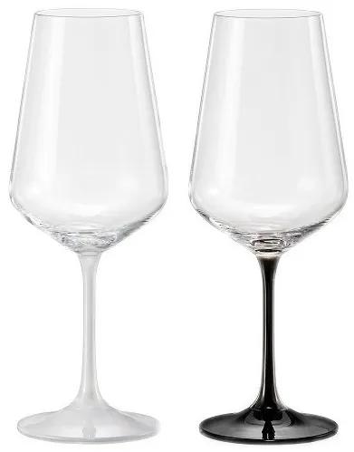 Crystalex sklenice na červené víno Black and White Černá noha 450 ml 2 KS
