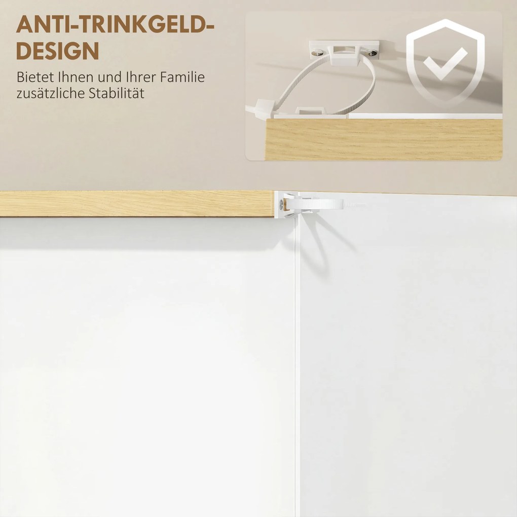 HOMCOM skříňka na boty výklopný botník 3 klapky na 18 párů bot prostorově úsporná v bílé a přírodní barvě 72 x 26 x 112 cm do předsíně a vstupních pr…