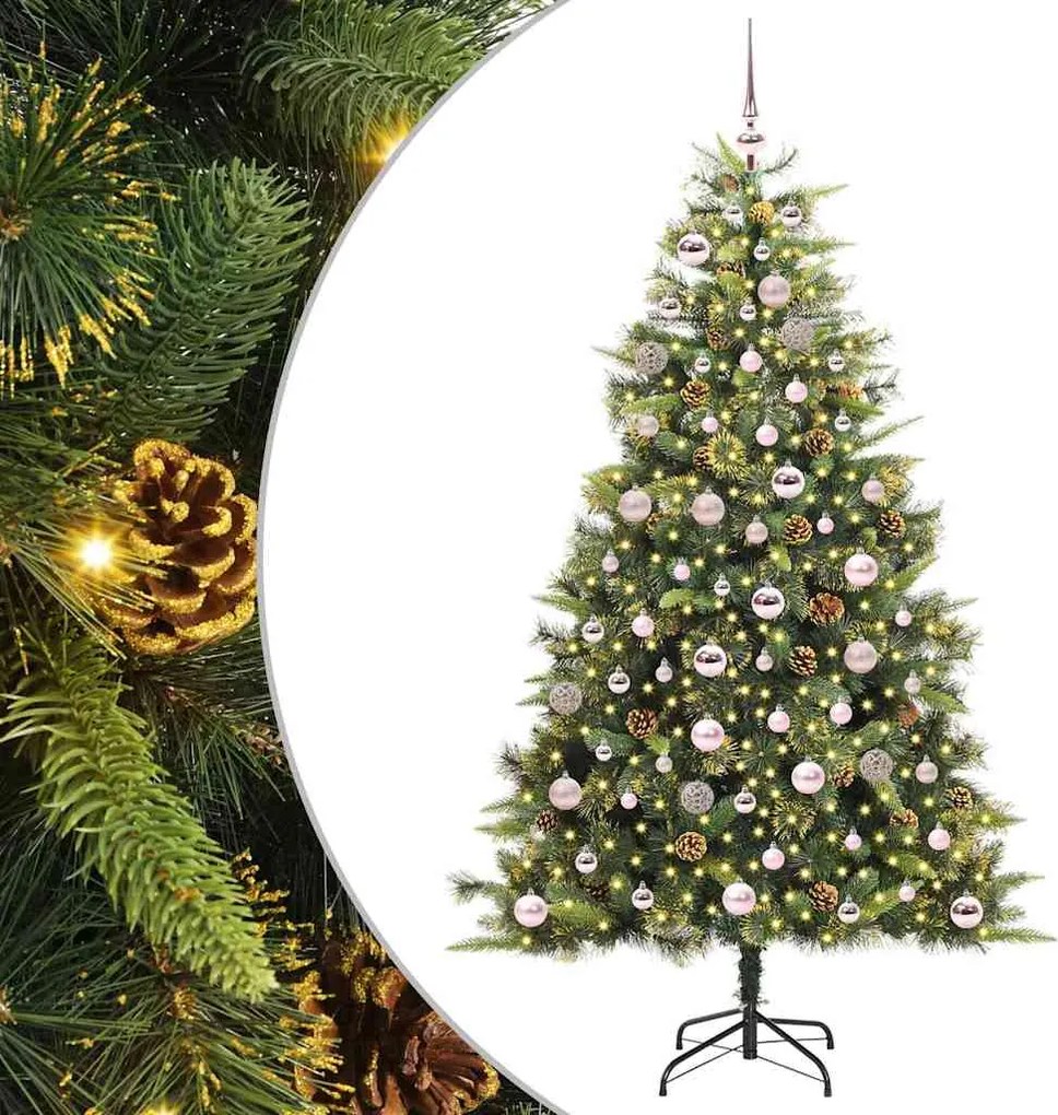 Umělý sklopný vánoční stromeček s kužely Zelená 180 cm 3395091