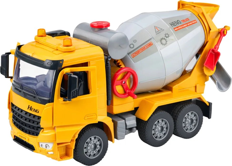 LEAN Toys Stavební nákladní automobil, míchačka betonu, otočný buben, světla, zvuky