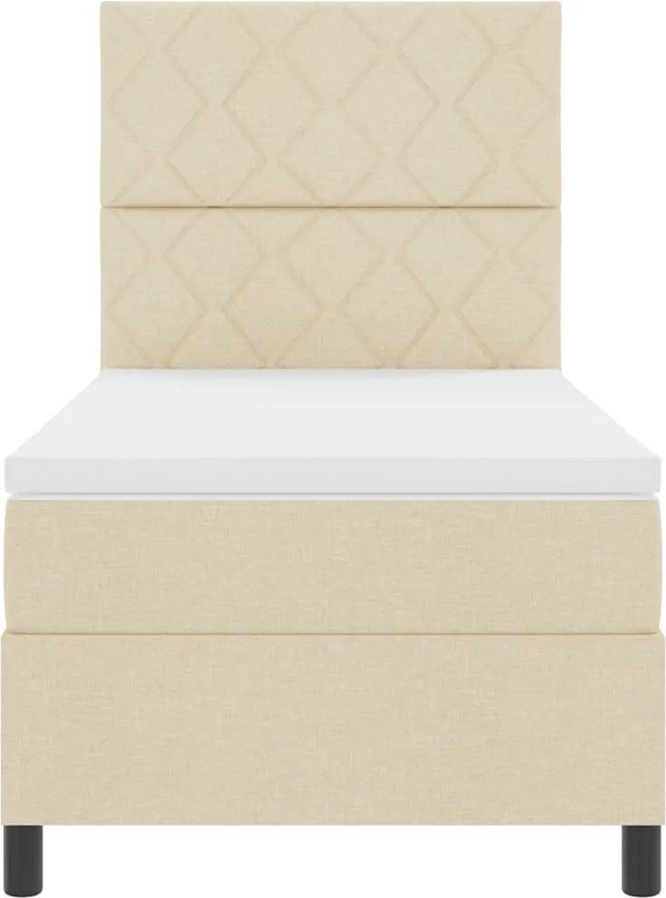Postel s boxspringem s čelo Krémová 90 x 190 cm textil 3339432