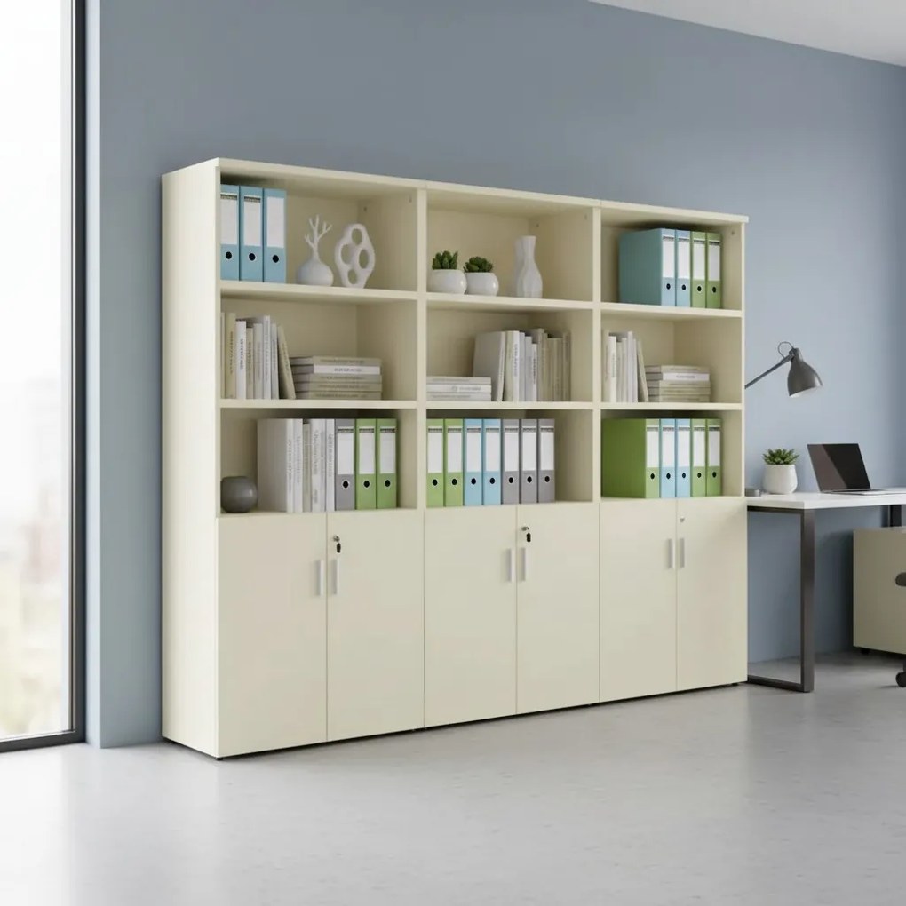 Vysoká skříň SimpleOffice 80 x 40 x 180 cm, dub světlý / šedá