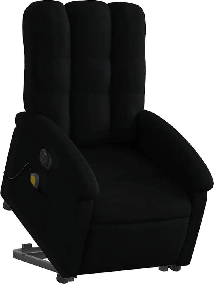 Elektrické zvedací masážní polohovací křeslo černé textil 3204130