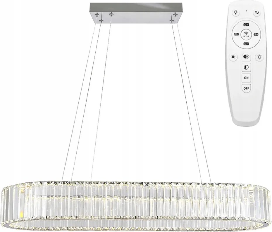 Závěsná Křišťálová Led Stropní Lampa V Chromovém Provedení S Dálkovým Ovládáním Glamour Toolight