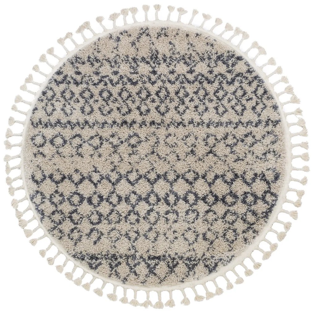 Dywany Łuszczów, Kusový koberec Berber Agadir G0522 cream and grey kruh, 120x120 (průměr) kruh, béžová, chodba / předsíň