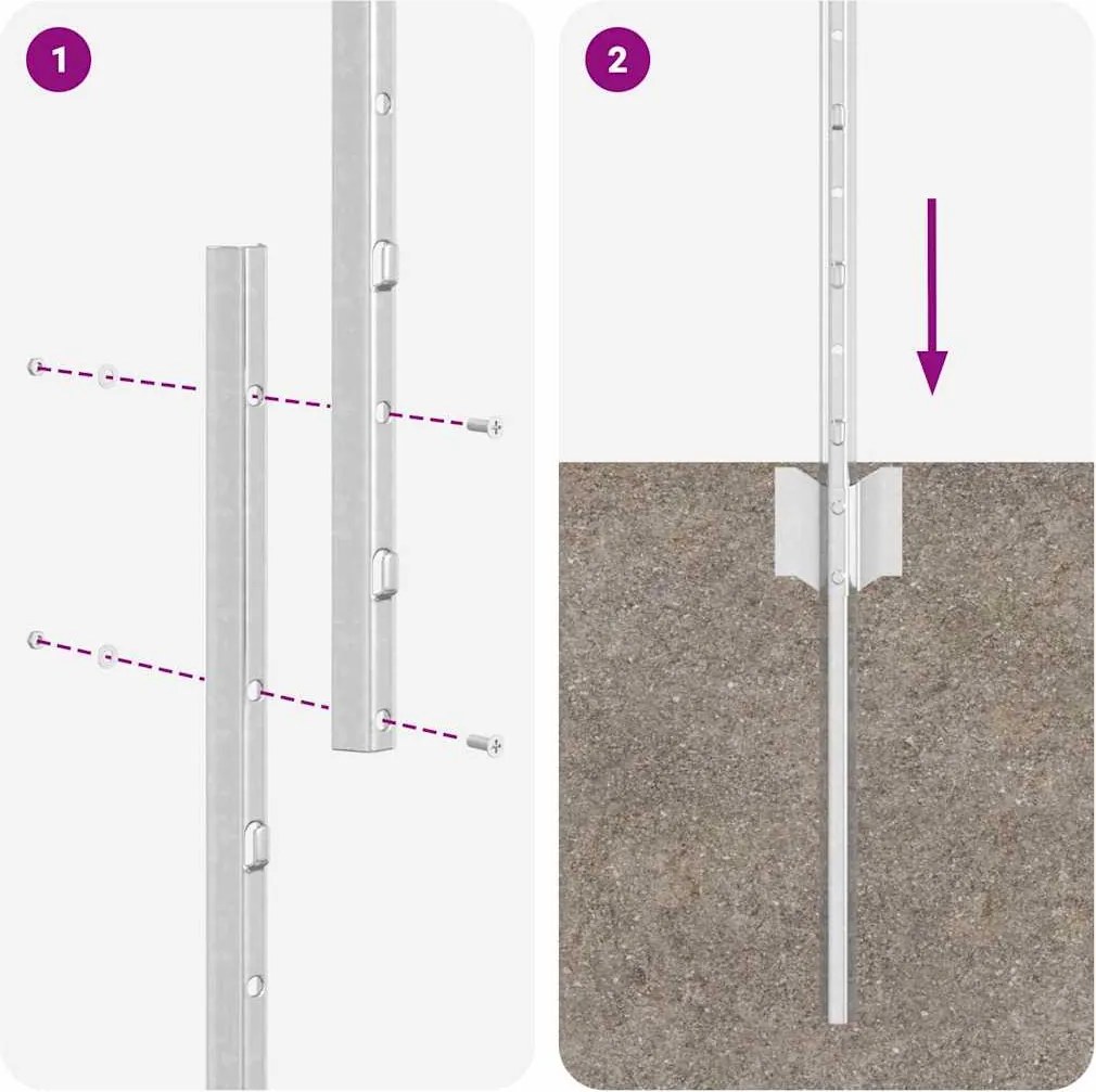 Zabudovaný plotový sloupek 44 ks Stříbrná 140 cm 3335955
